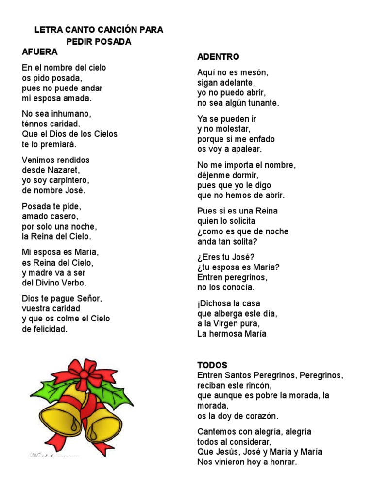 Letra Canto Canción Para Pedir Posada María Madre De Jesús Religión Y Creencia