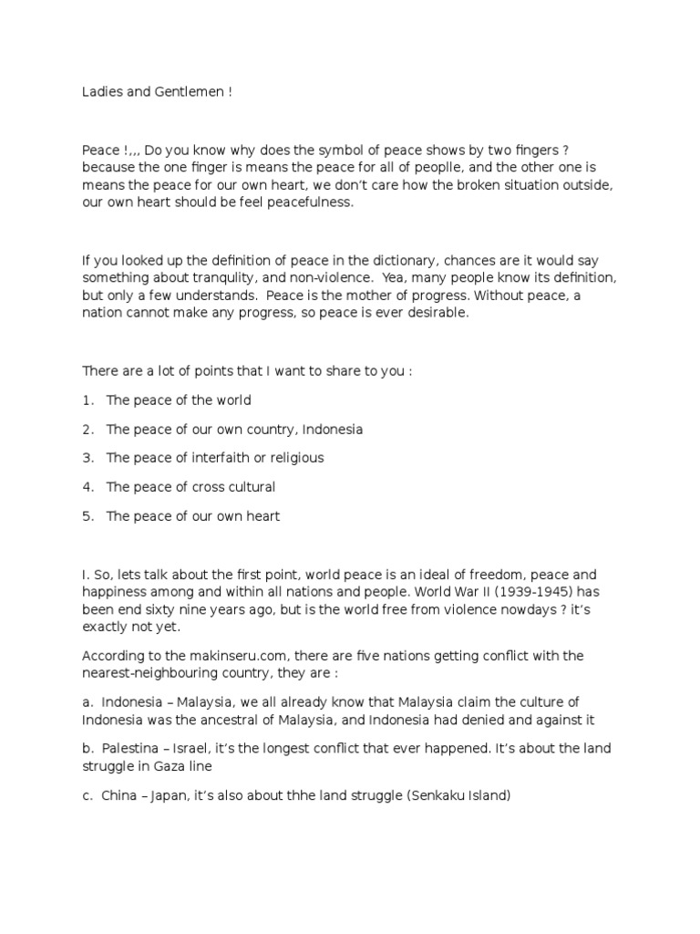 public speaking PEACE.docx | World Peace | Peace | Free 30-day Trial ...