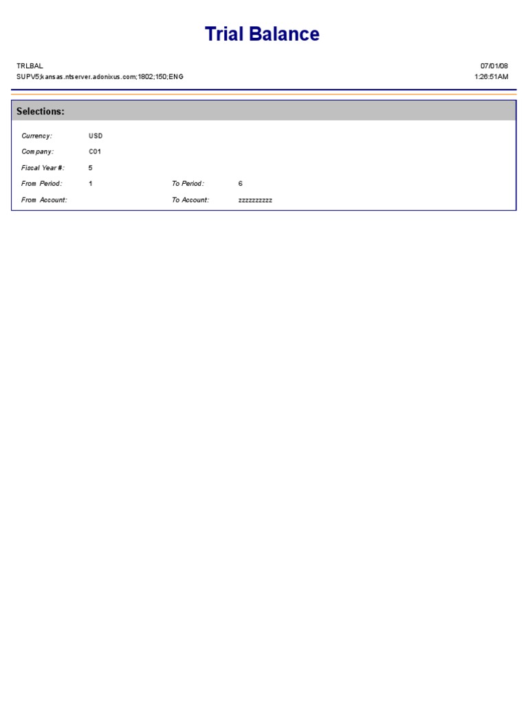 Sage X3 - Reports Examples 2008 - TRLBAL (Trial Balance) PDF | Download ...