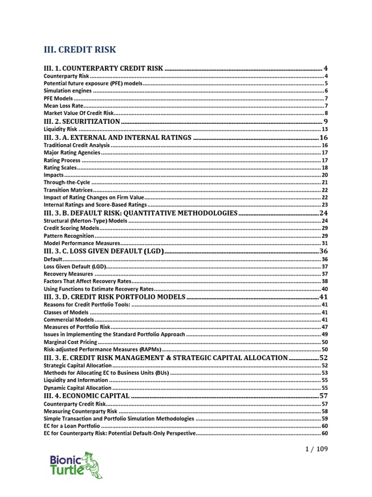 Credit Risk (FRM Exam) | PDF | Securitization | Mortgage Backed Security