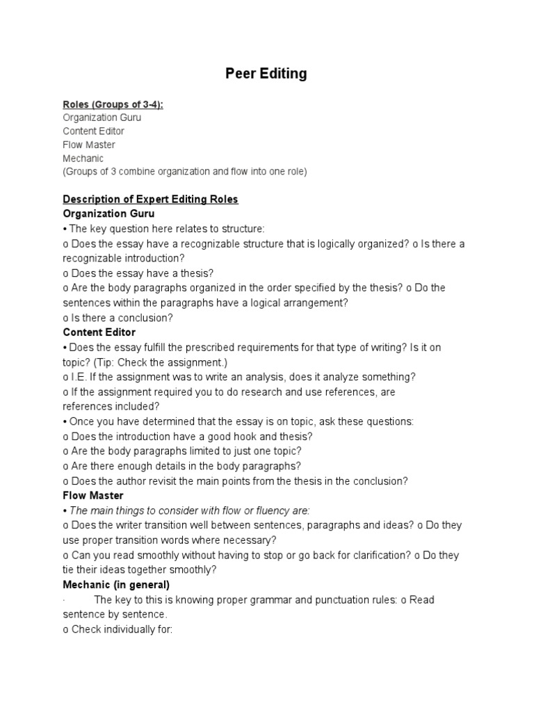 Peereditinggroups | PDF | Essays | Thesis
