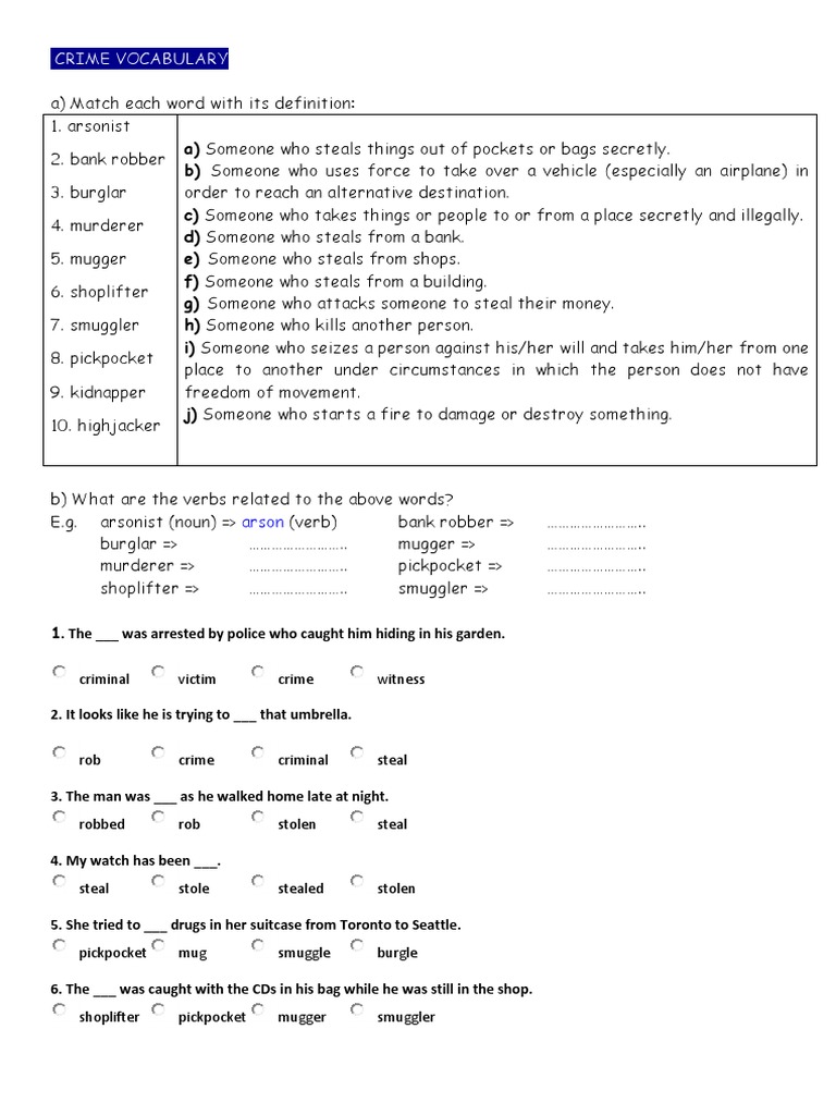 Crime Vocabulary | PDF