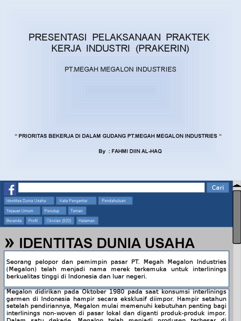 Dokumen - Tips Contoh Power Point Presentasi PKL | PDF