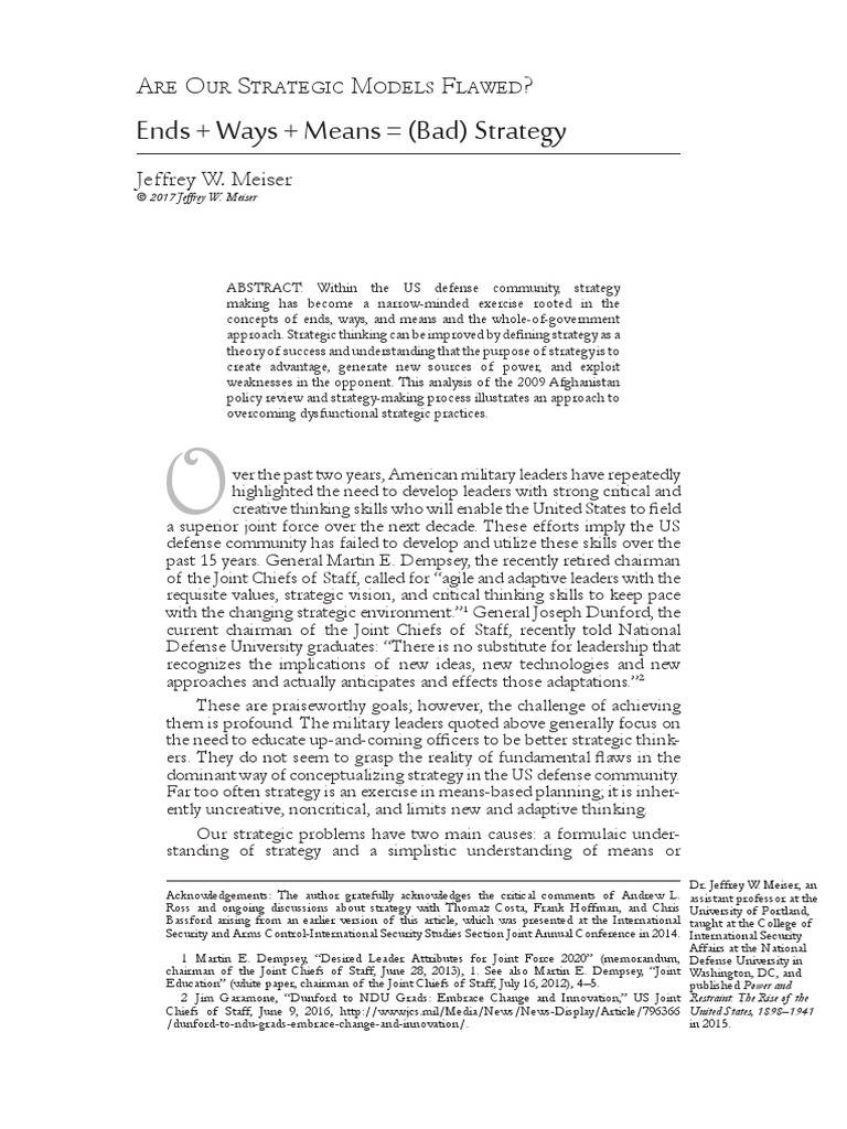 Ends + Ways + Means = (Bad) Strategy | Strategic Management | Causality