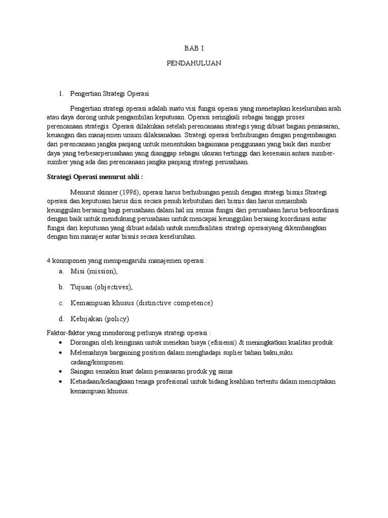 Strategi Operasi Di Lingkungan Global | PDF