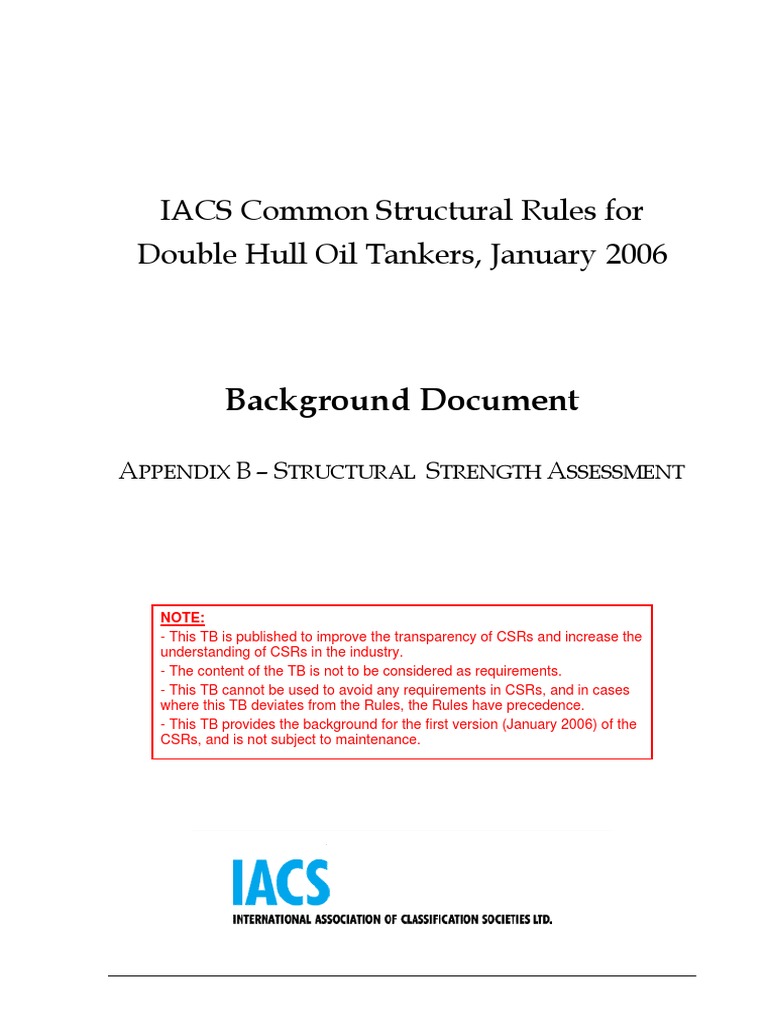 IACS Common Structural Rules For Double Hull Oil Tankers, January 2006 ...