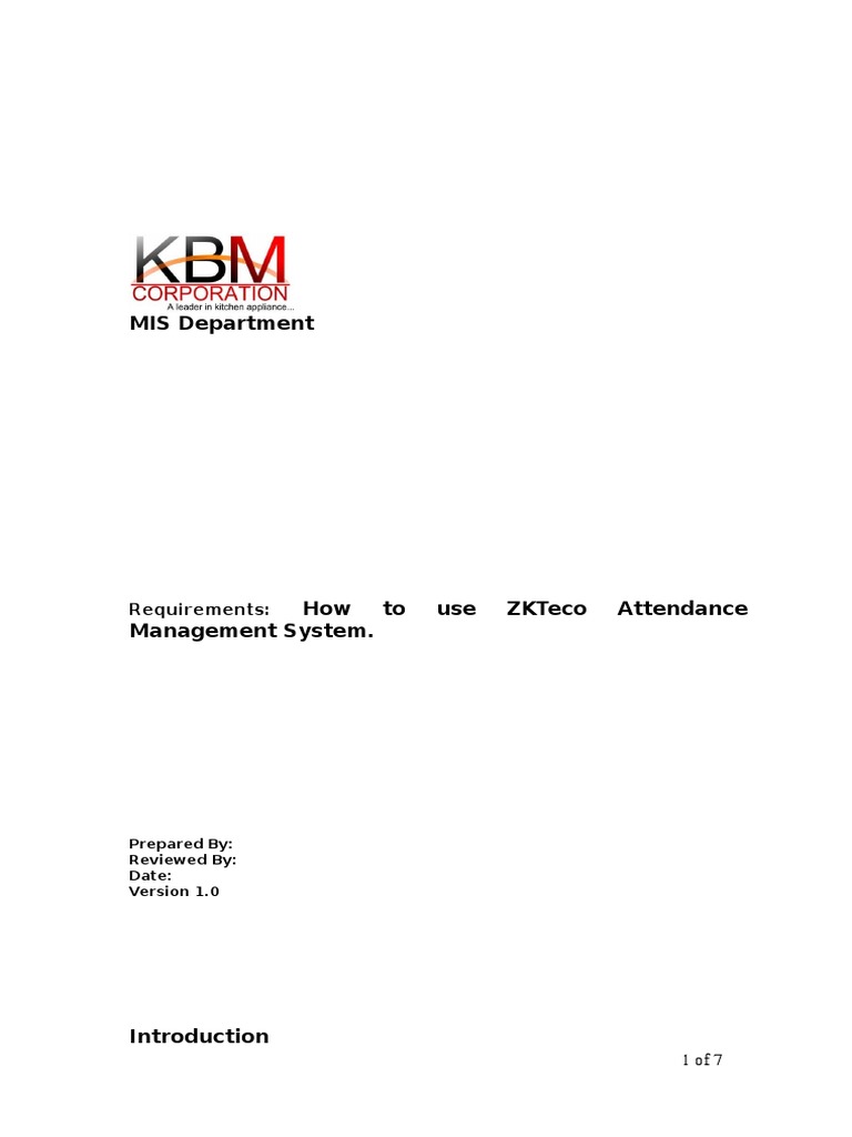 MIS Department Attendance Management System Guide | PDF | Download ...