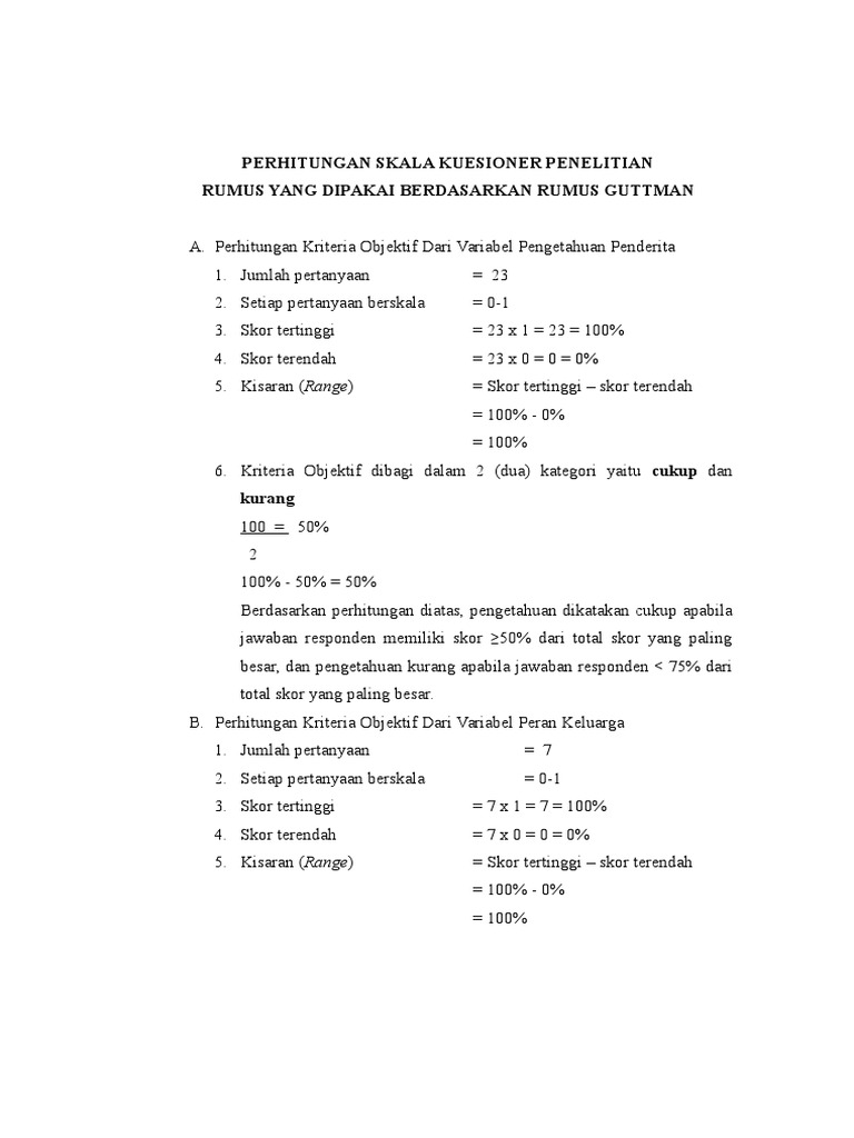 Perhitungan Skala Kuesioner Penelitian | PDF