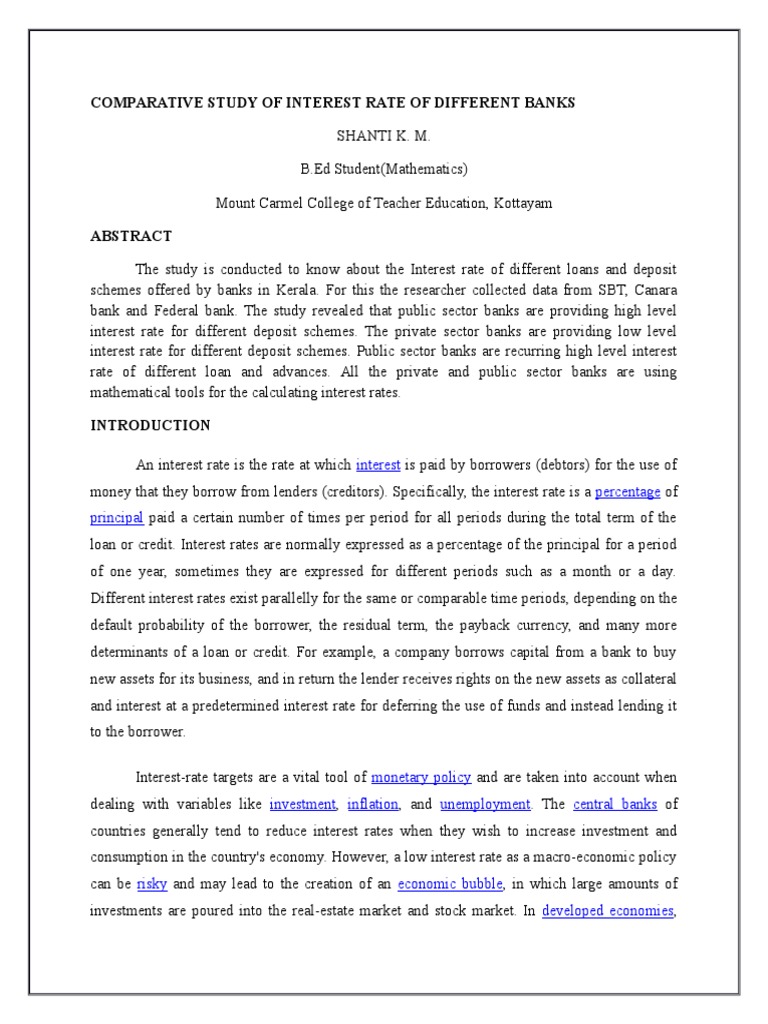 Comparative Study of Interest Rate of Different Banks | PDF | Interest ...