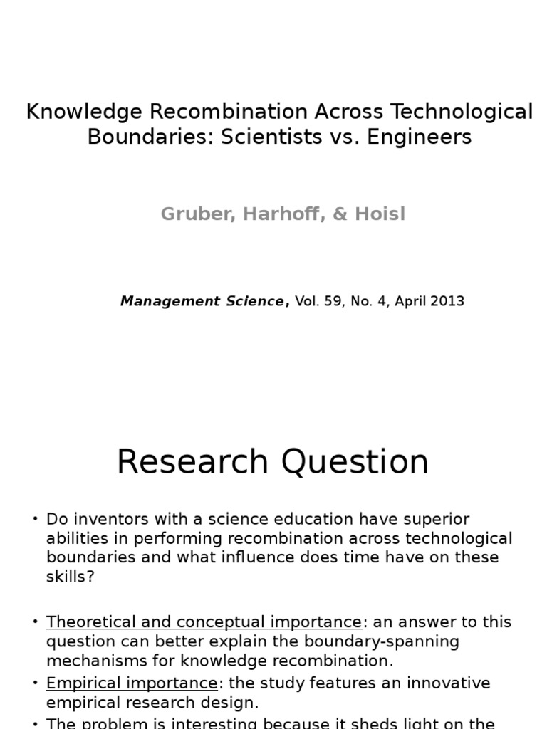 Knowledge Recombination Across Technological Boundaries: Scientists vs ...