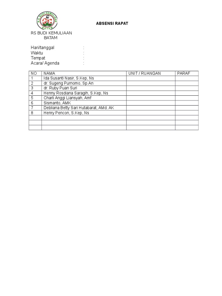 Absensi Rapat SKP | PDF