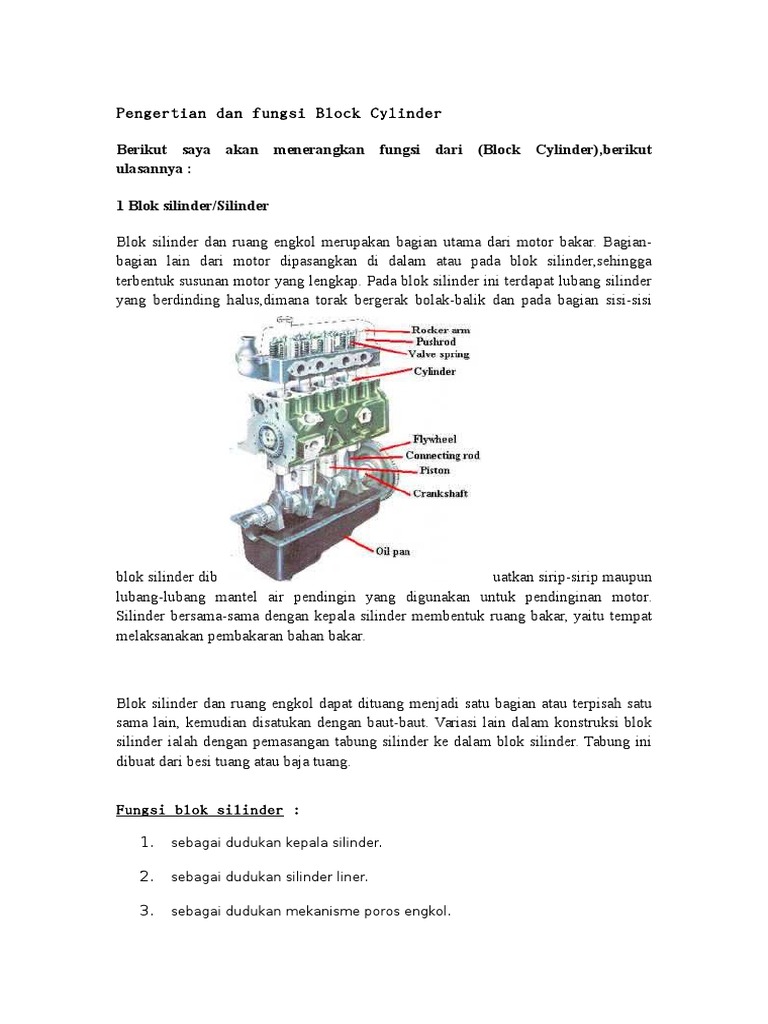 Fungsi dan Konstruksi Blok Silinder | PDF | Griya & Taman