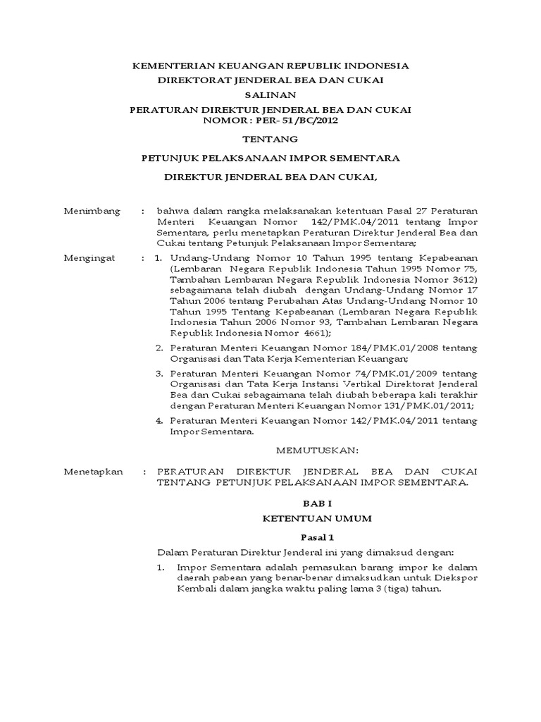 Contoh Surat Permohonan Izin Impor Sementara (Beacukai Punya) PDF | PDF