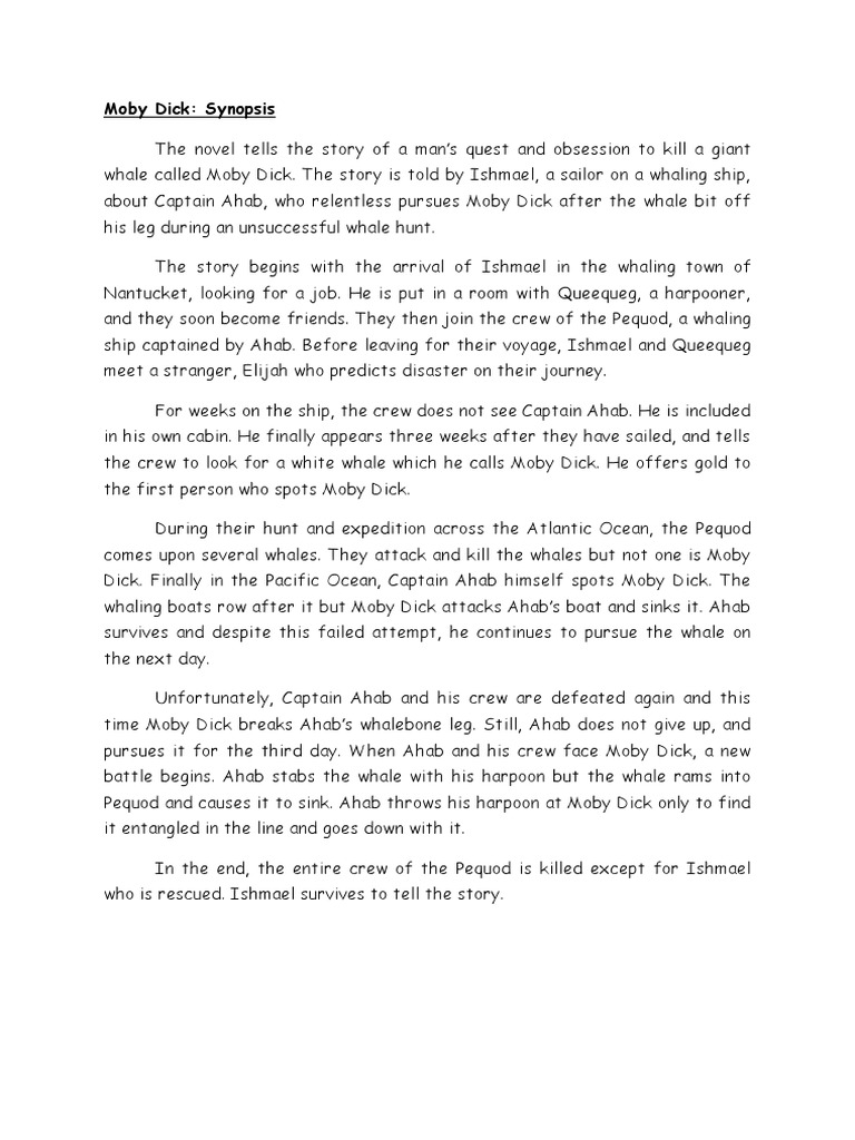 Moby Dick - Synopsis | PDF