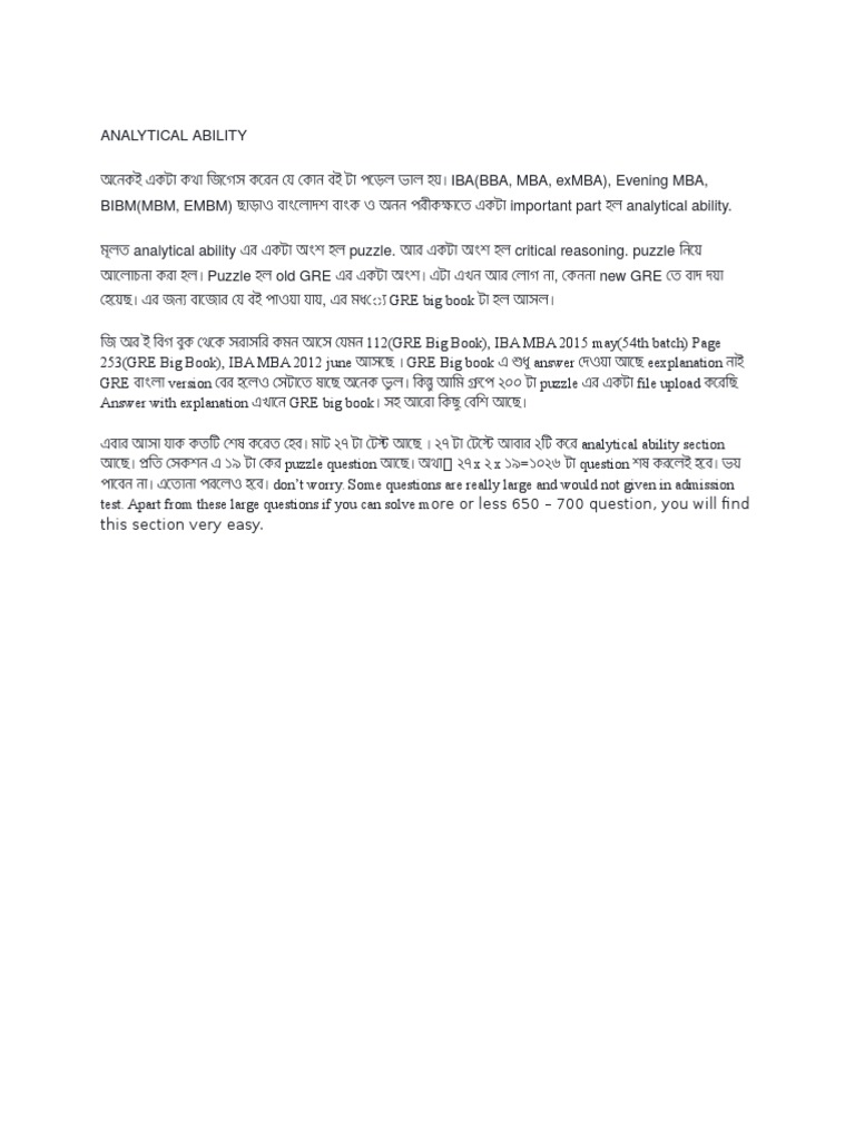 Analytical Ability | PDF