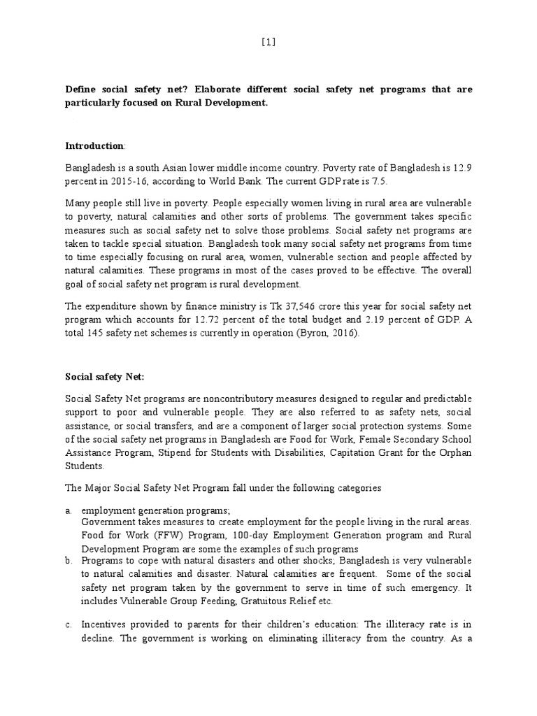 Define Social Safety Net | PDF | Poverty | Poverty & Homelessness