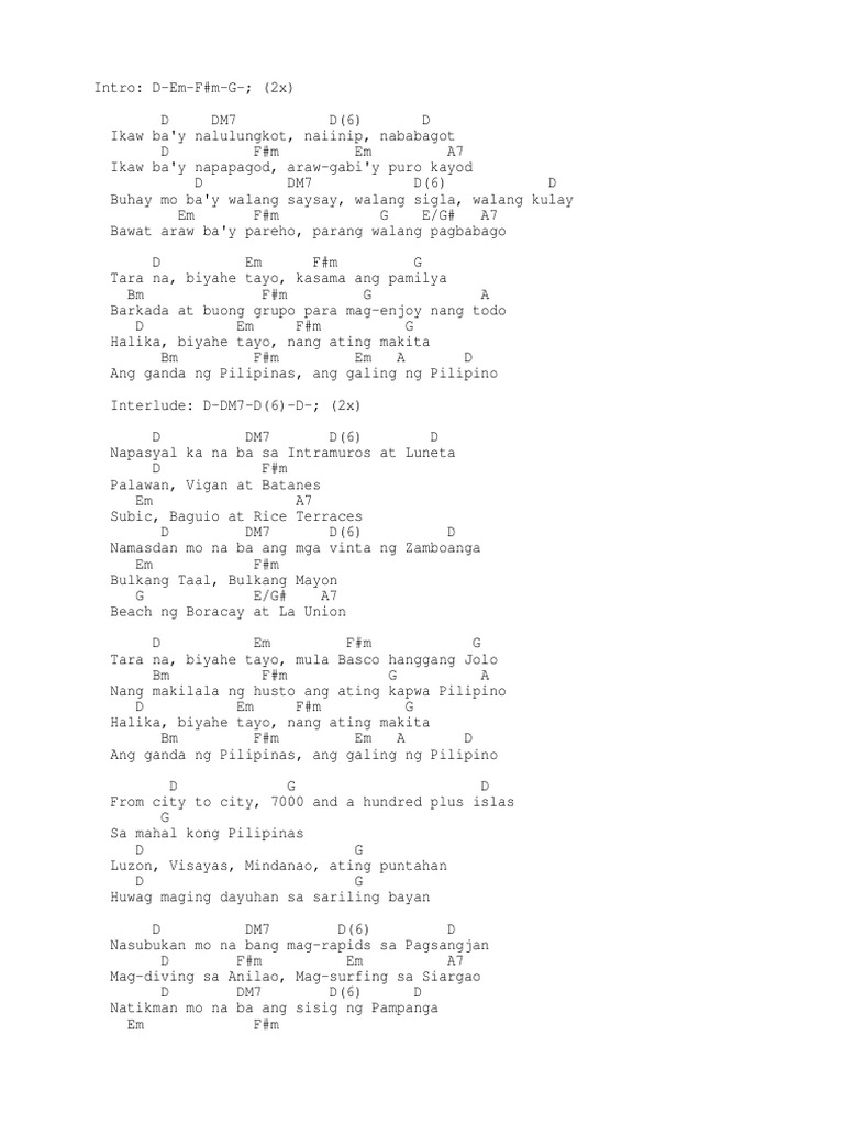 Tara Na! Byahe Tayo Lyrics and Chords | PDF