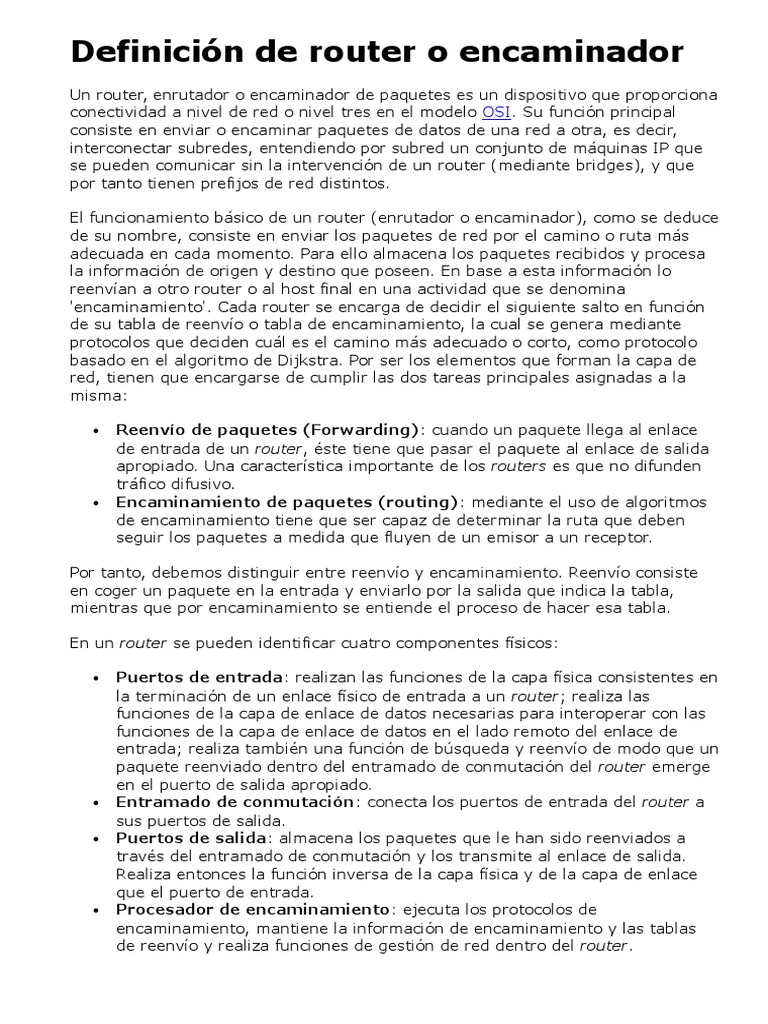 Definición de Router o Encaminador | PDF | Enrutador (Computación ...