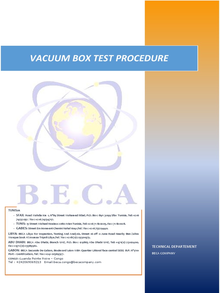 Vaccum Box Procedure API 650 OK | PDF | Leak | Vacuum