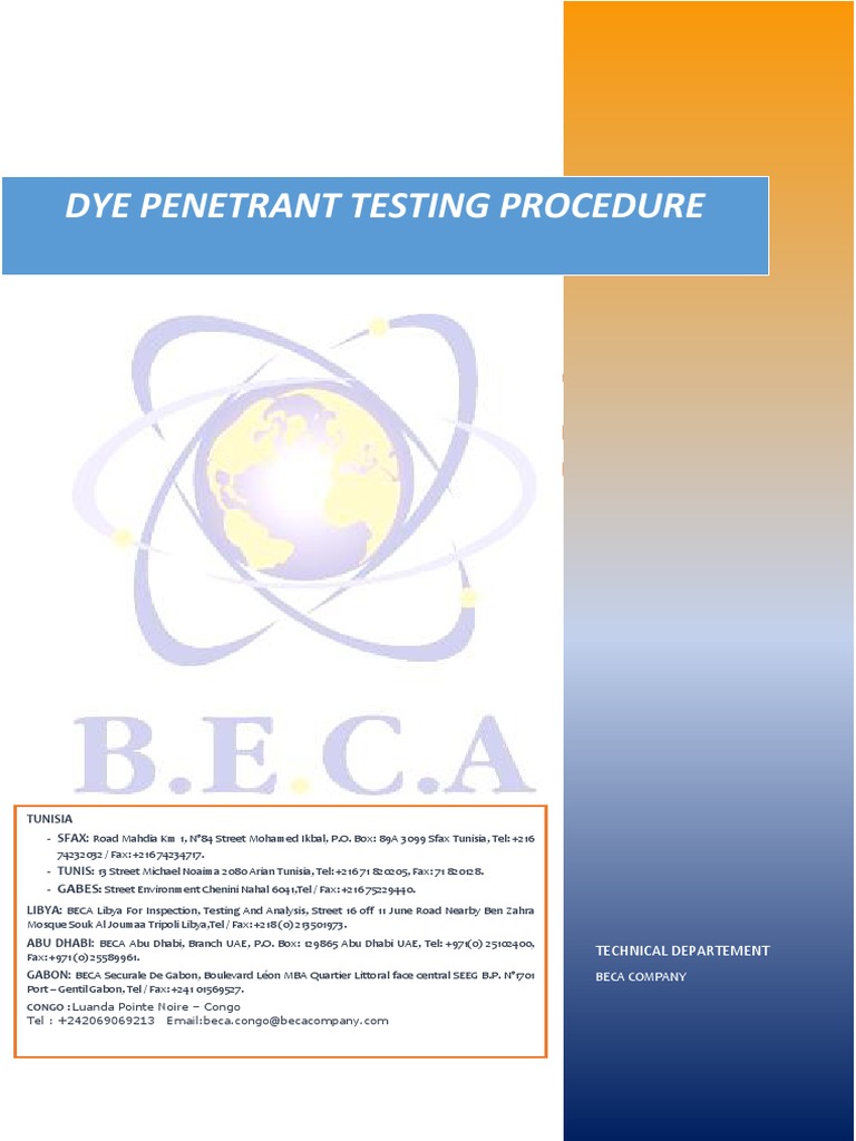 Dye Penetrant Procedure | PDF | Welding | Construction
