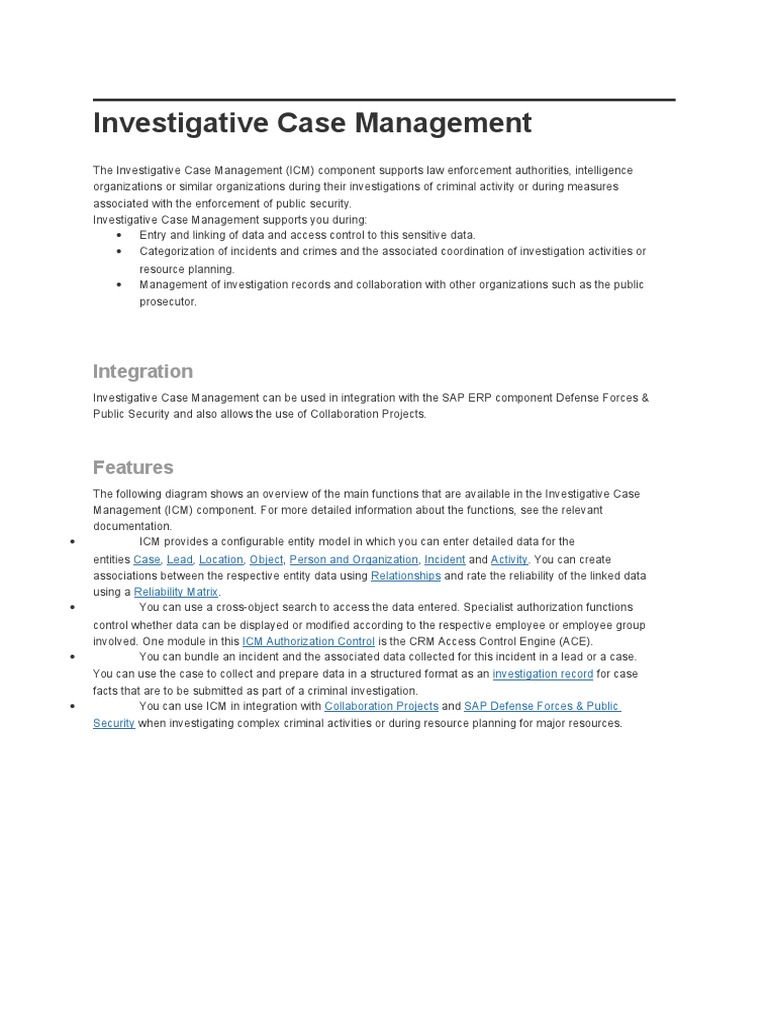 Investigative Case Management | PDF | Sap Se | Customer Relationship ...