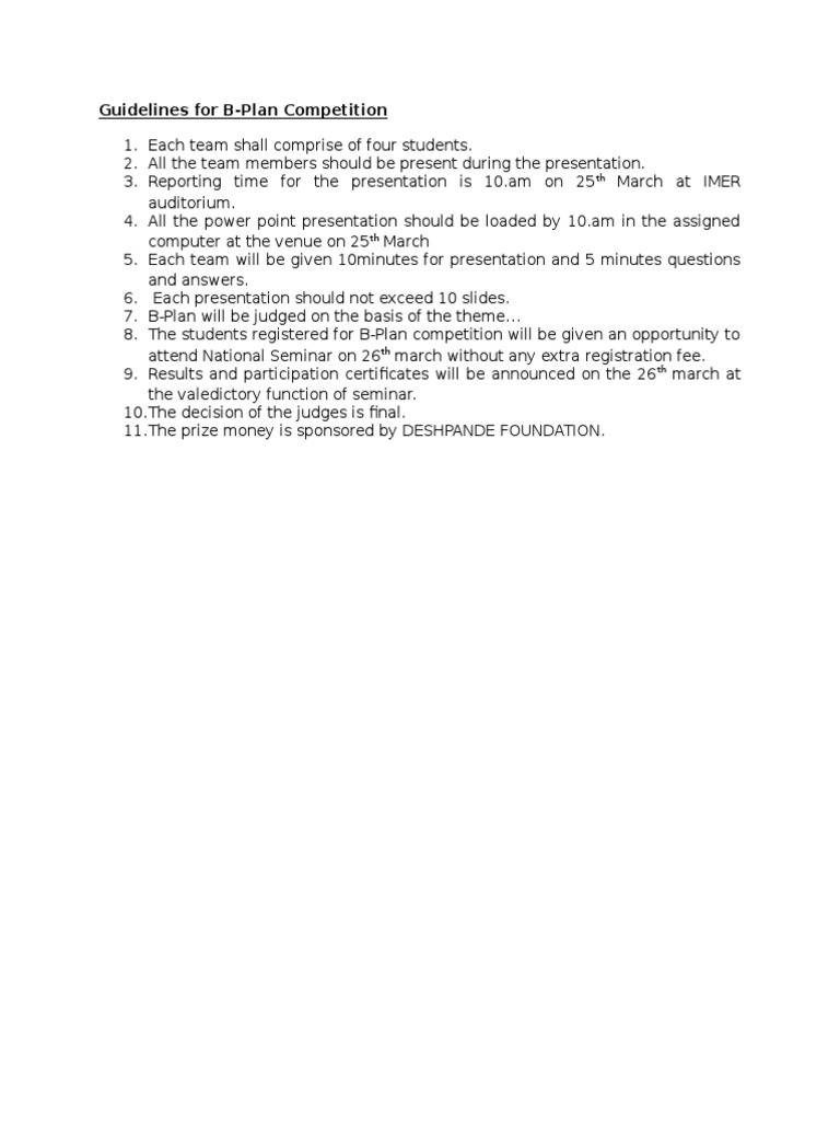 B Plan Guidelines | PDF