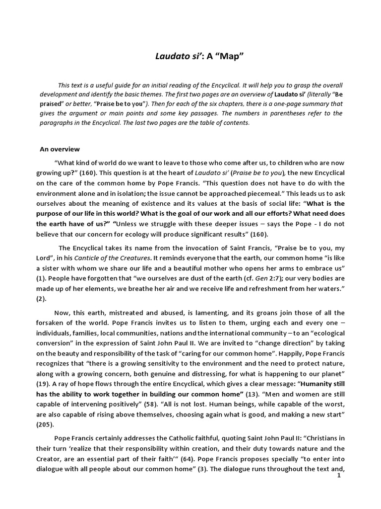 Laudato Si Summary | Pope Francis | Ecology