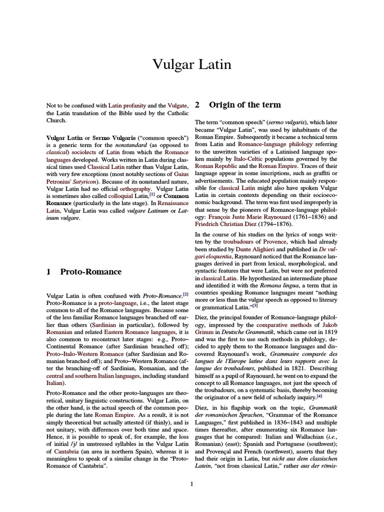 Vulgar Latin Examples