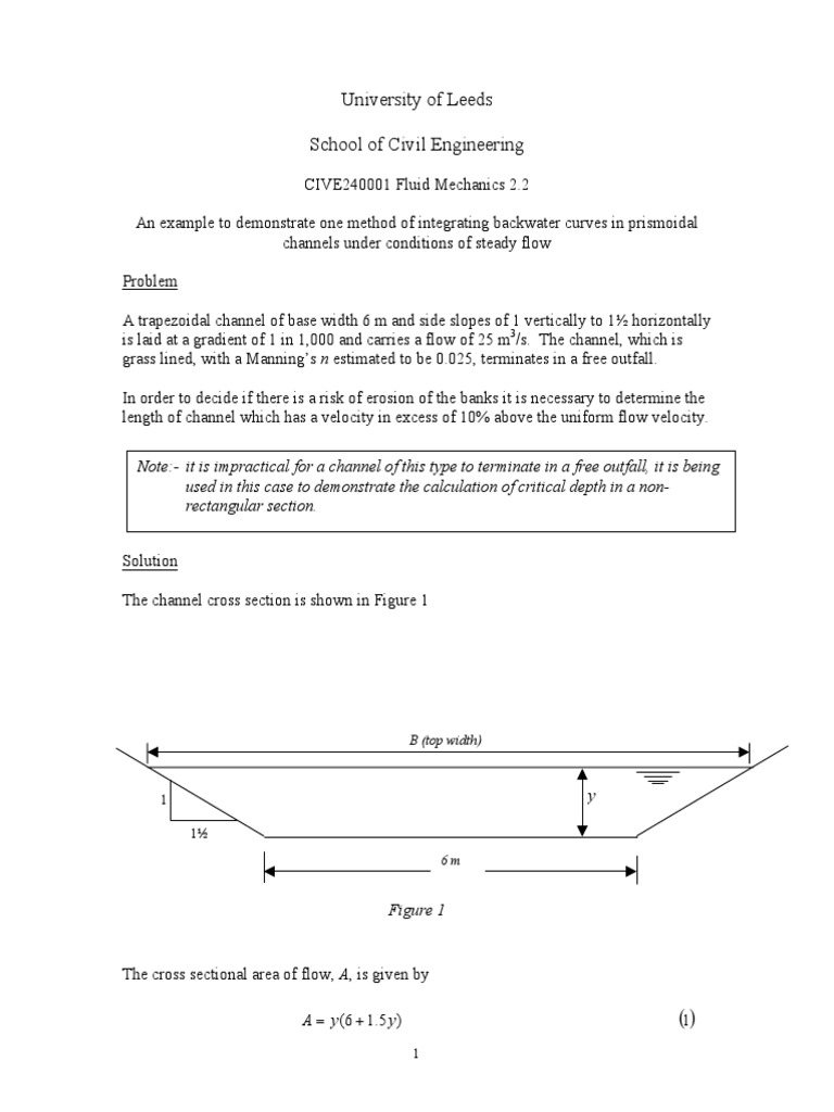 Trapezoidal Channel Pdf Fluid Dynamics Equations
