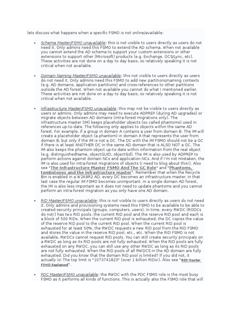 The Infrastructure Master FSMO and The GC Role Phantoms, Tombstones and ...