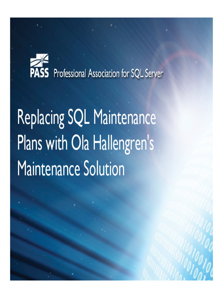 Using Ola Hallengrens SQL Maintenance Scripts PDF | PDF | Microsoft Sql ...