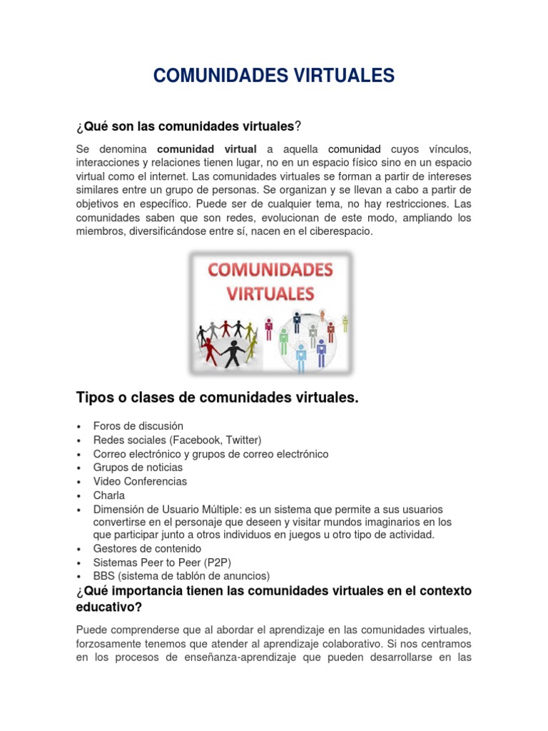 Comunidades Virtuales de Aprendizaje | PDF
