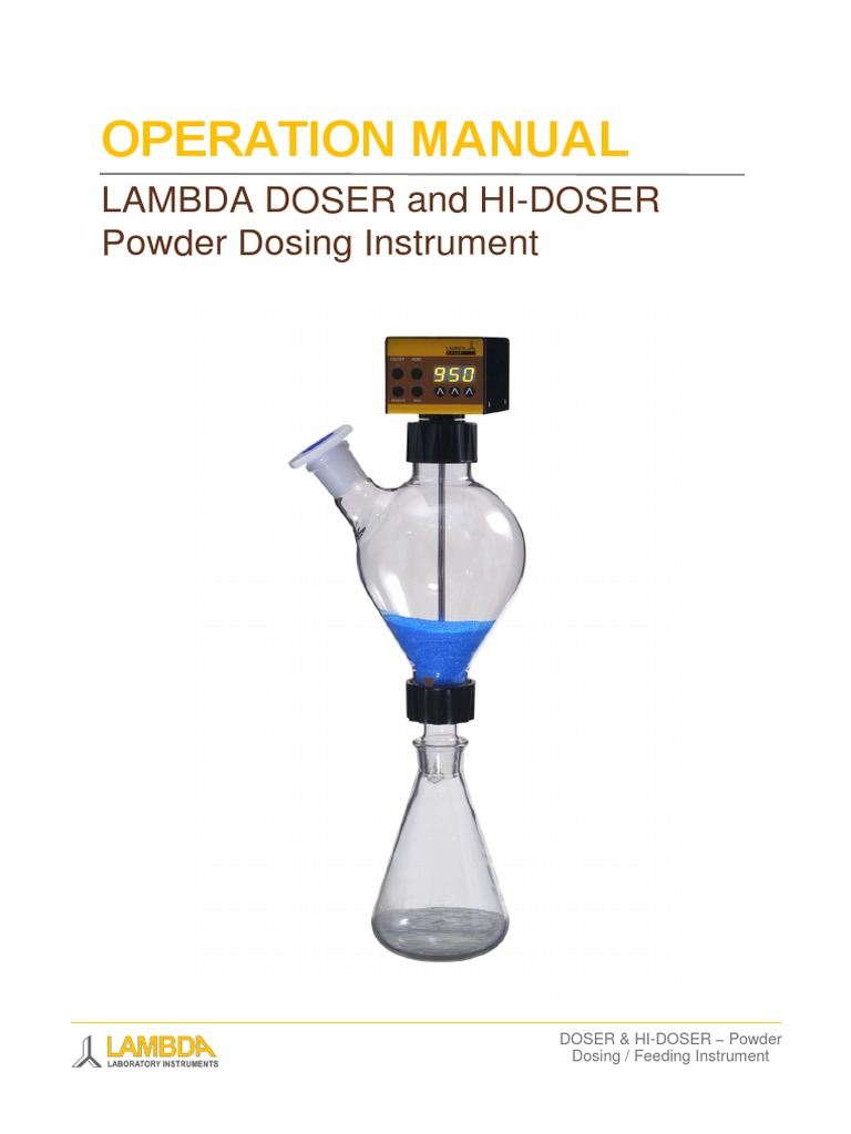 Powder Dosing and Feeding Instrument LAMBDA DOSER and HI-DOSER-Operation Manual | PDF | Power ...
