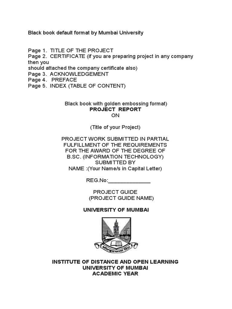 Black Book Format by Mumbai University | PDF | Academia | Educational ...