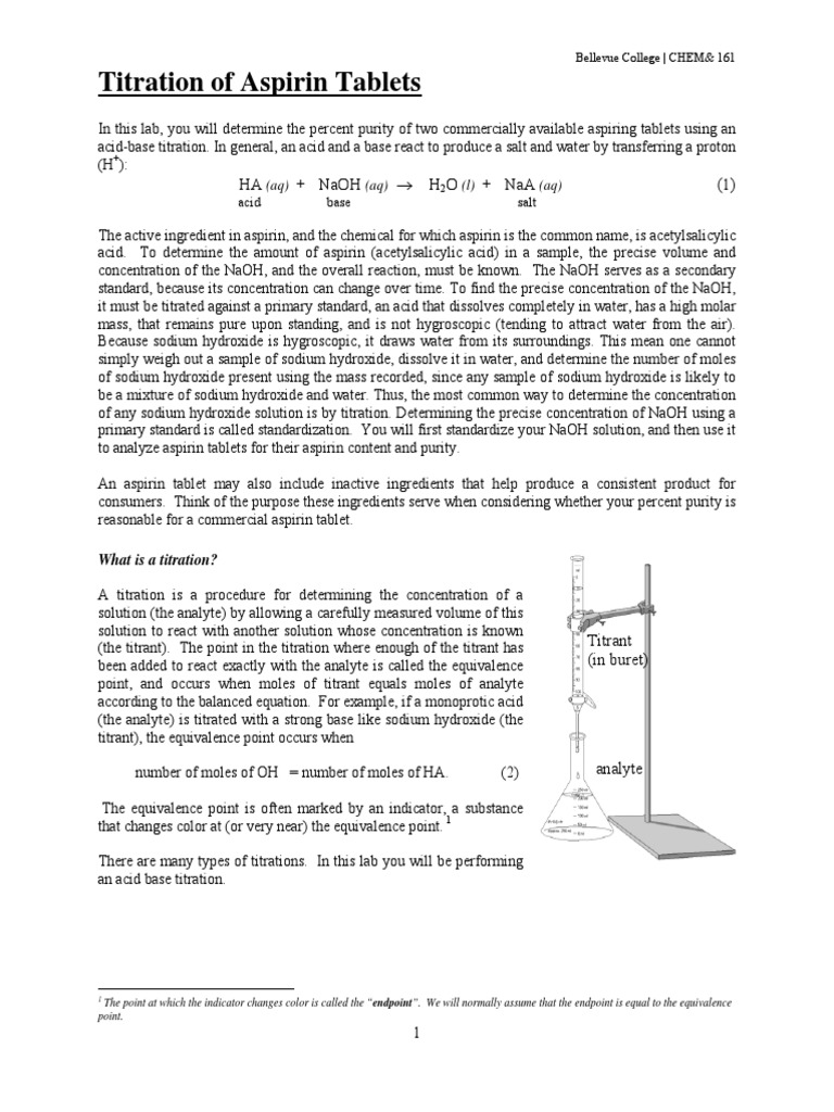 Aspirin Tablets Titration | Titration | Chemistry