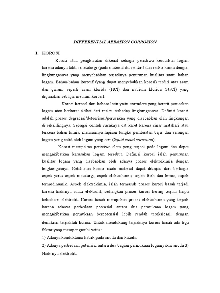 Tugas Umum Differential Aeration Corrosion | PDF
