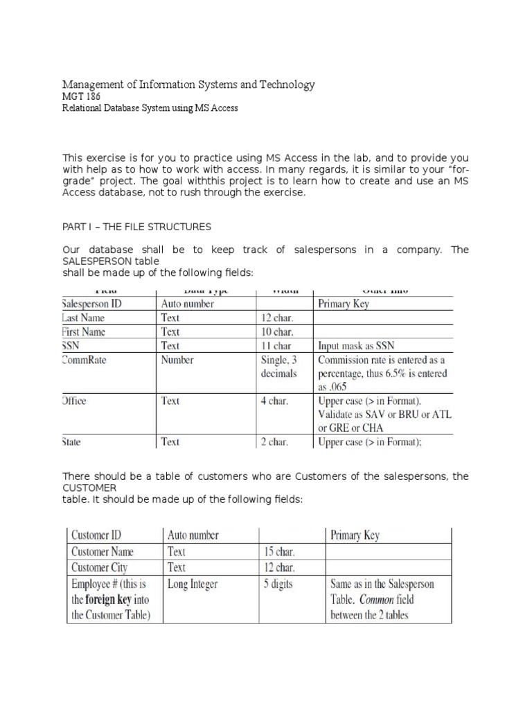 MS Access Lab Exercise | PDF | Microsoft Access | Databases