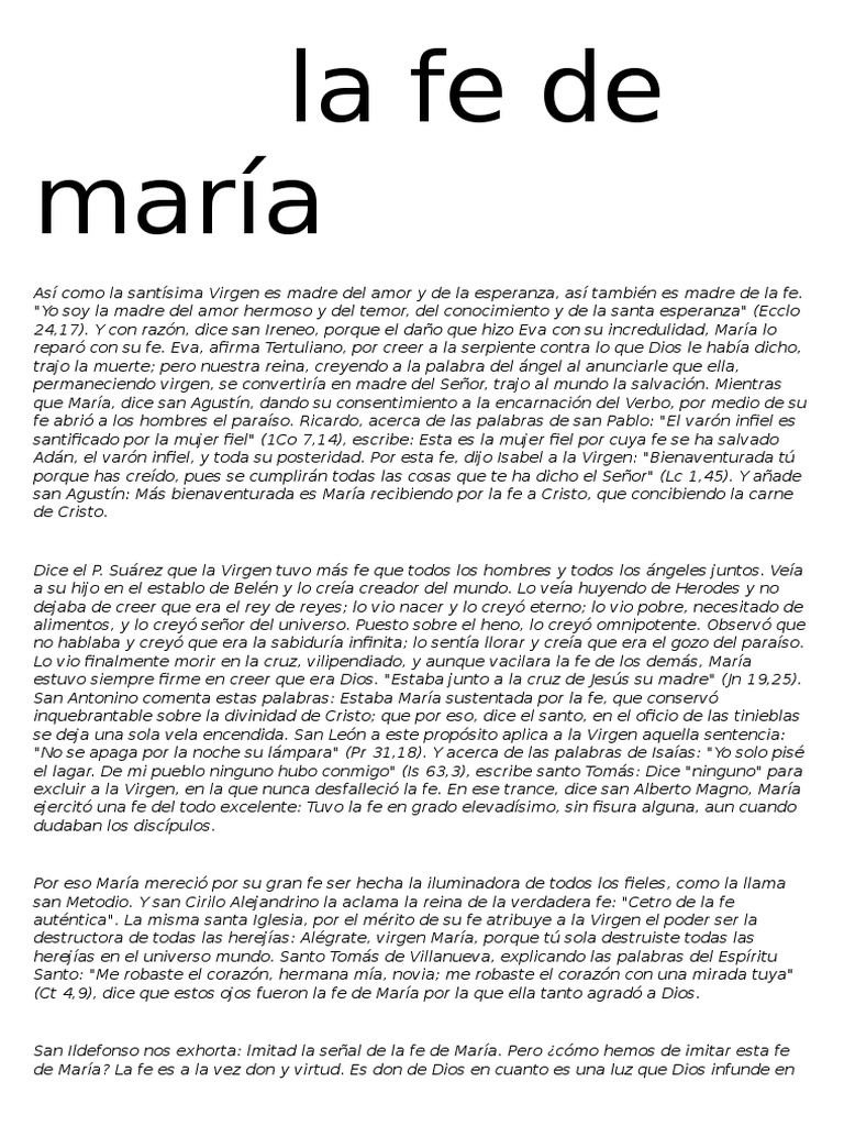 La Fe de María | PDF | María, madre de Jesús | Fe