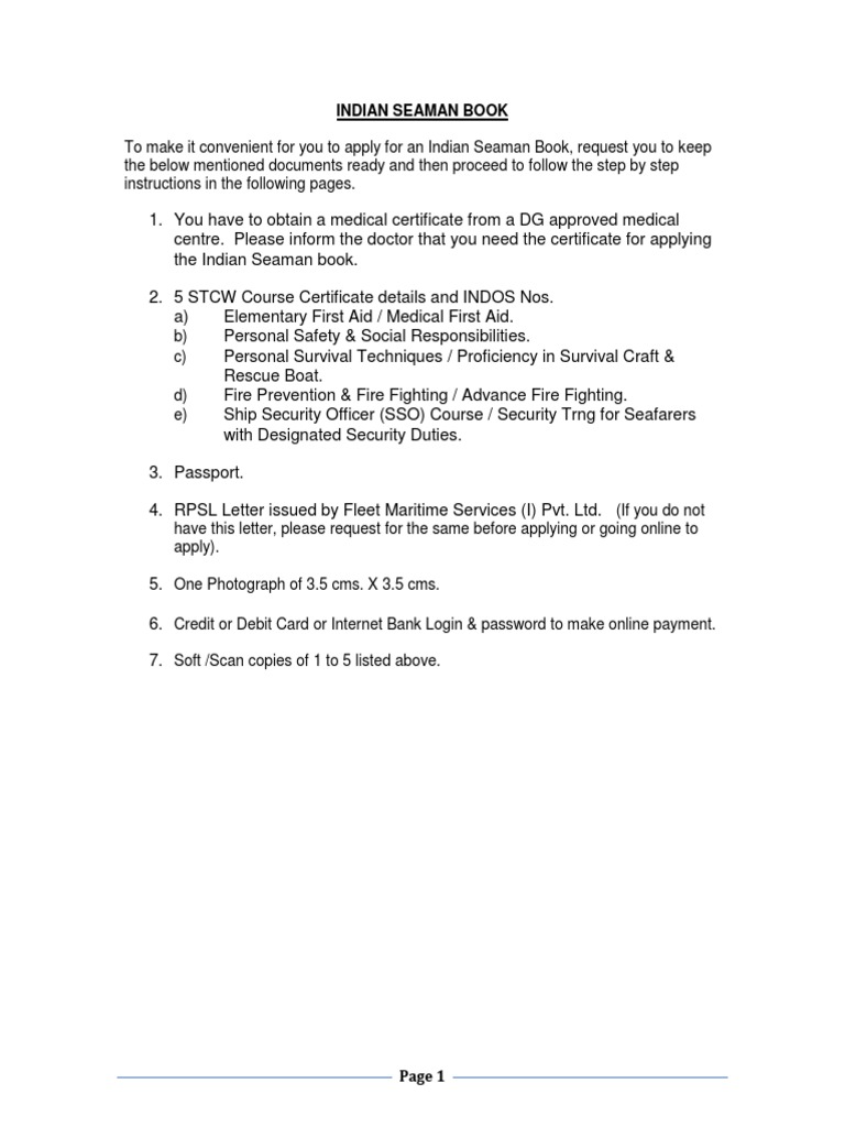 A Step-by-Step Guide to Applying for an Indian Seaman Book Online | PDF ...
