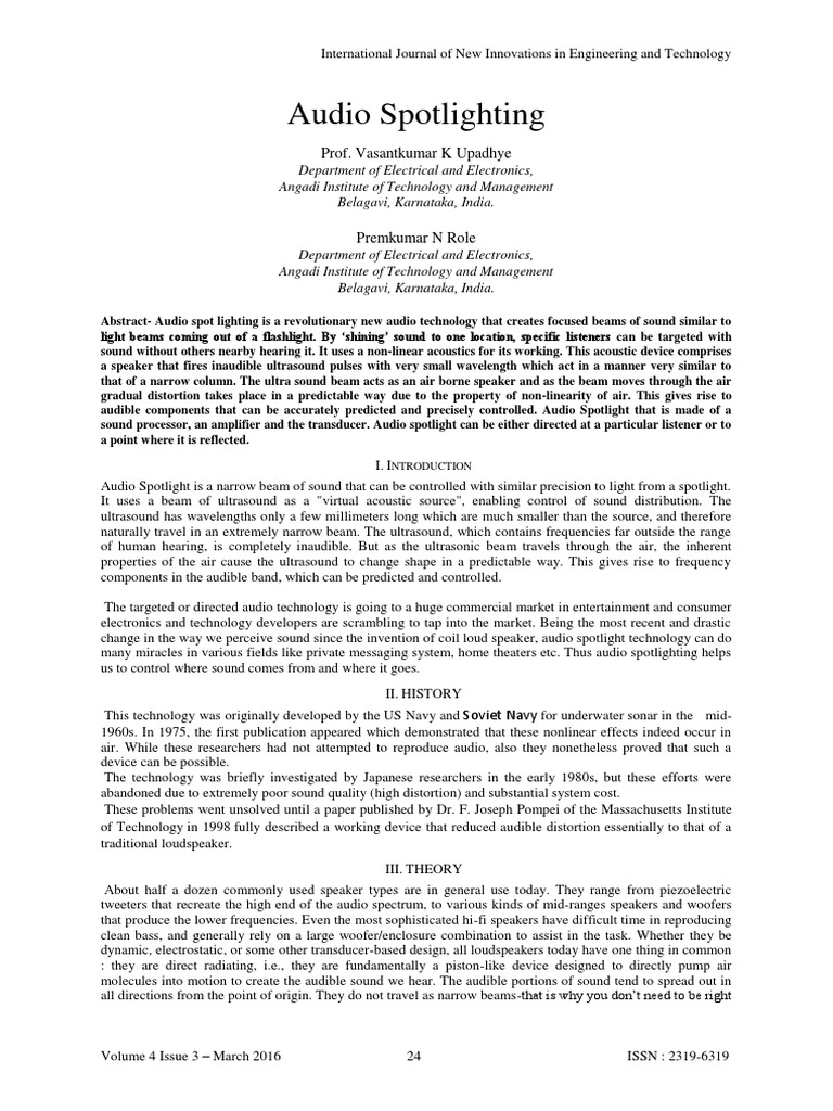 Audio Spotlight Technology | PDF | Loudspeaker | Ultrasound