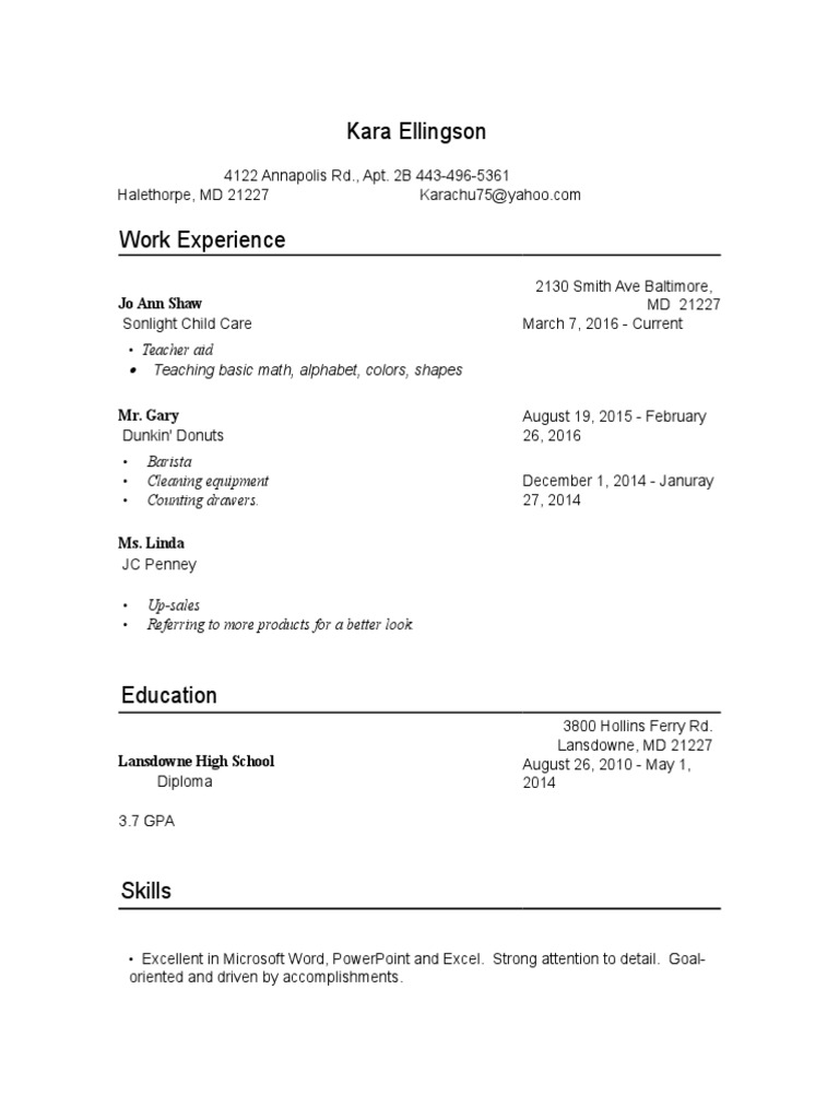 Kara Resume Final | PDF