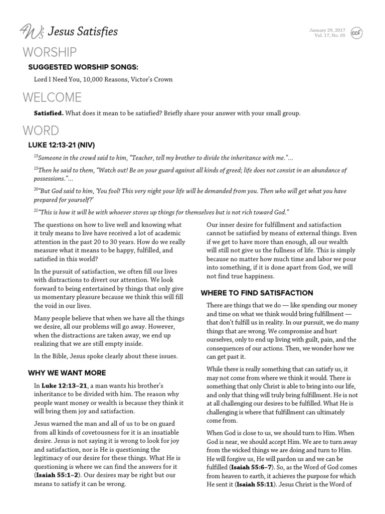 Jesus: The Source of True Satisfaction | PDF | Jesus | Forgiveness