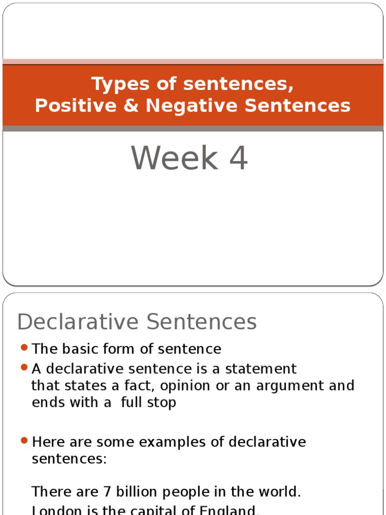 Interrogative, Imperative, Positive & Negative Sentences | PDF ...