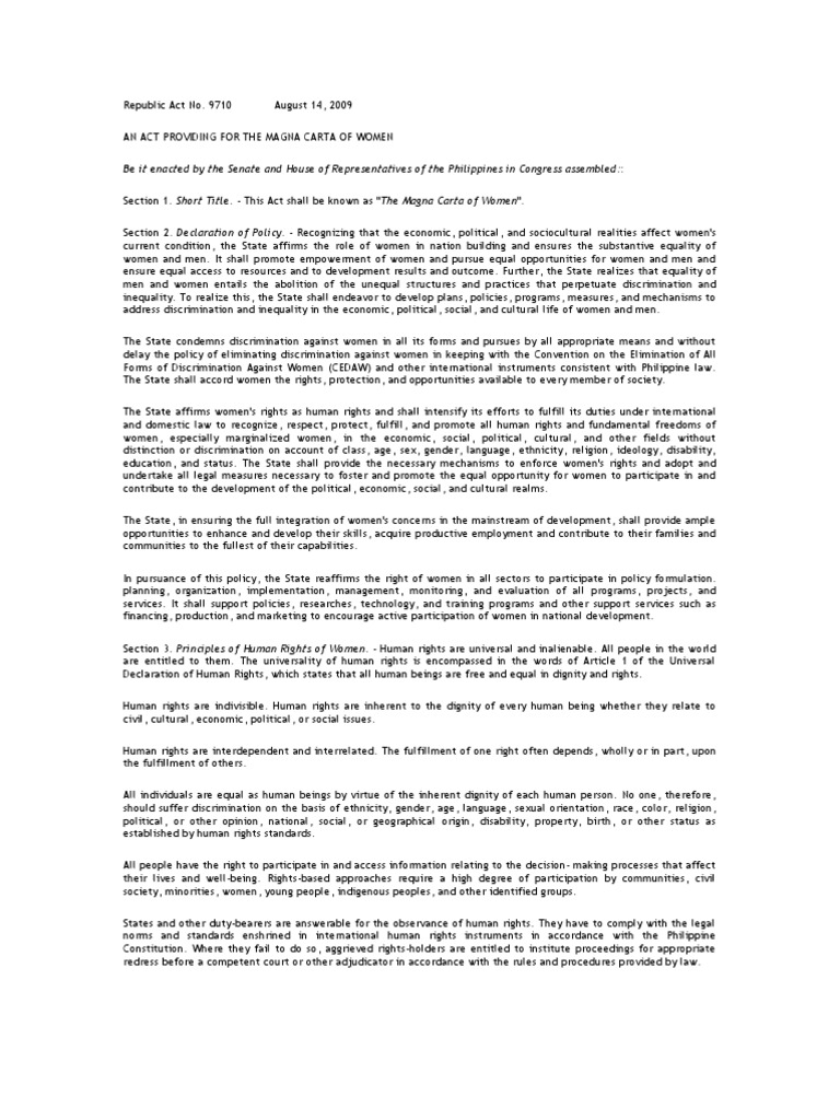 Ra 9710 | PDF | Gender Equality | Gender Studies