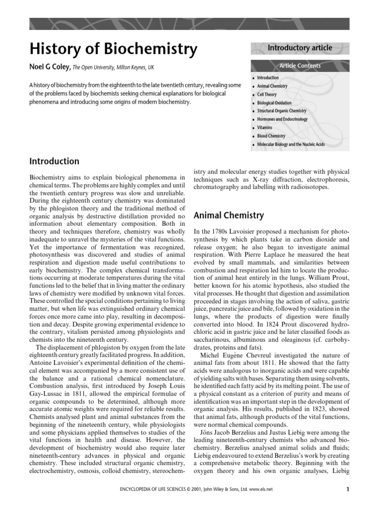 History | PDF | Biochemistry | Chemistry