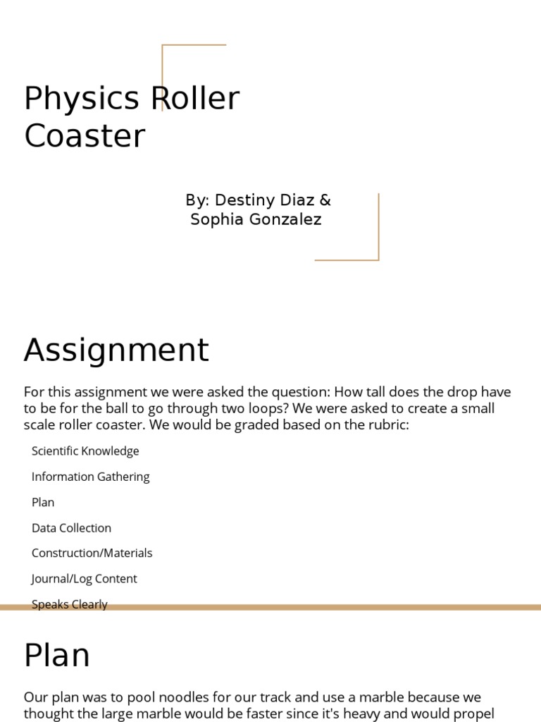 Physics Roller Coaster Project | PDF | Potential Energy | Mass