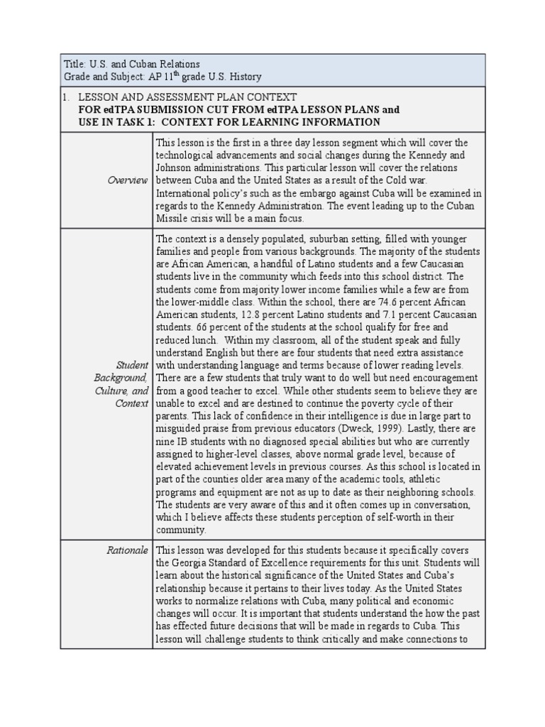 Cuba and U S Relations | PDF | Educational Assessment | Cuba