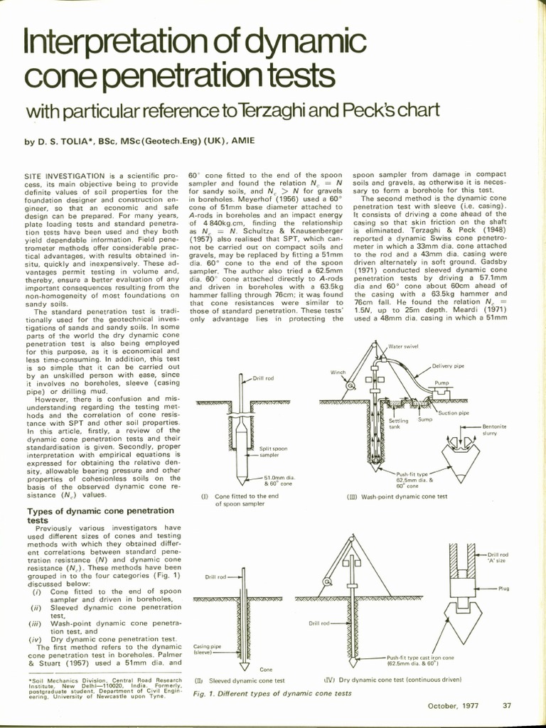 Dynamic Cone Penetration Tests for Site Investigation | PDF ...