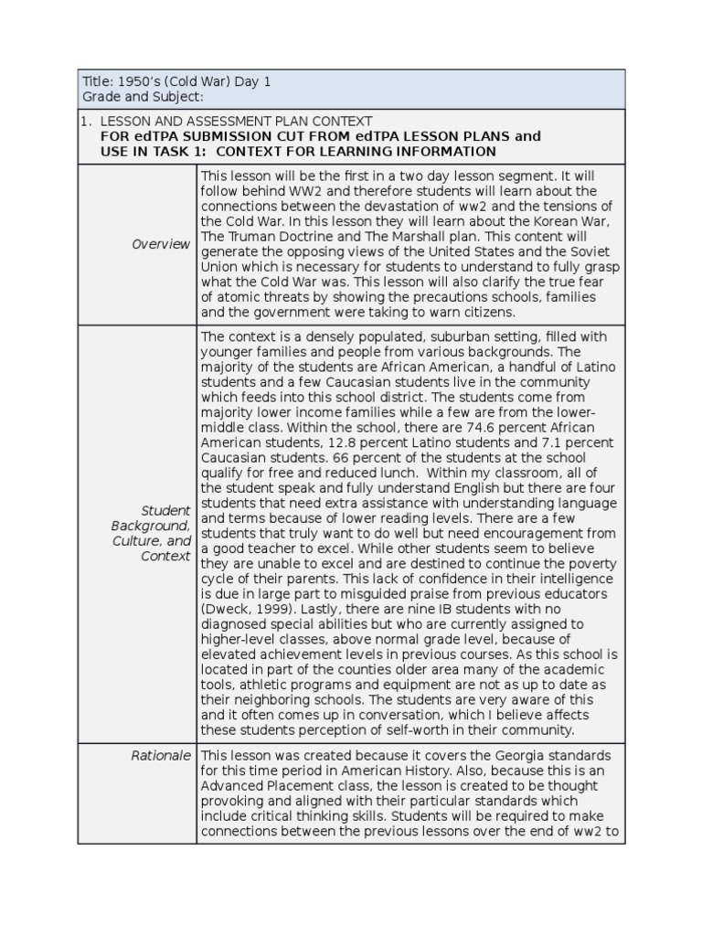 Cold War Lesson Plan for 1950s History | PDF | Cold War | Nato