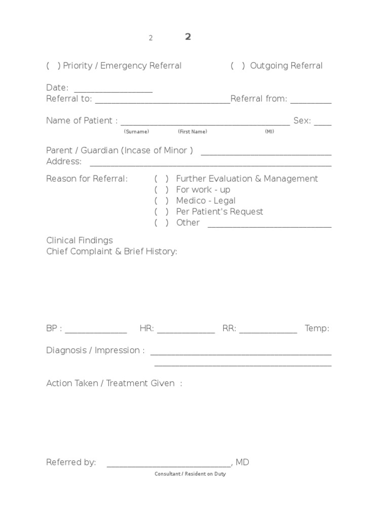 Standard Patient Referral Form | PDF